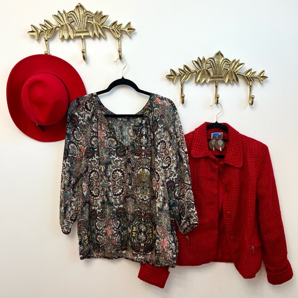 Tops | Bohemian Eclectic Fusion Blouse Xl Ptp 24 L 26 | Poshmark
